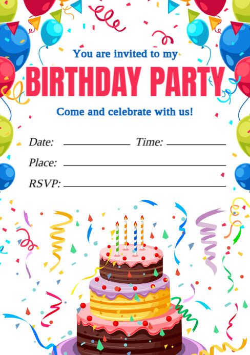 Birthday Party Invitation Template | PosterMyWall