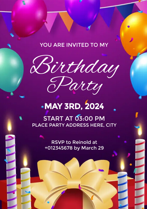 Birthday Party Invitation Flyer Template | PosterMyWall