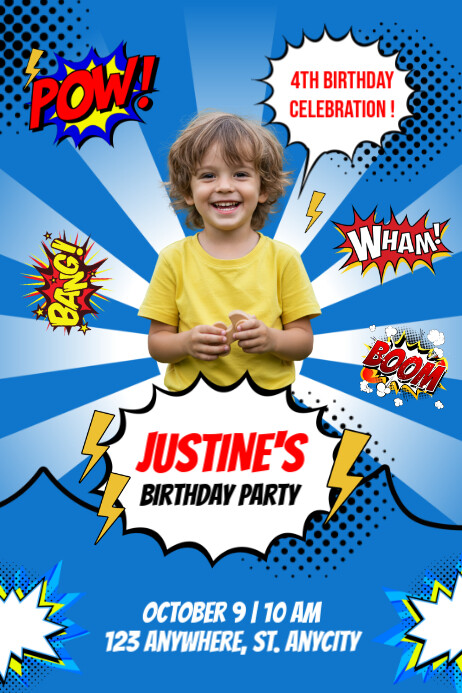 Plantilla de Birthday Party Invitation for kids | PosterMyWall
