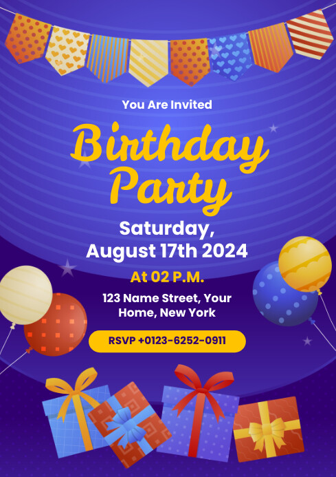 Birthday Party Invitation Poster Flyer Templa Template | PosterMyWall