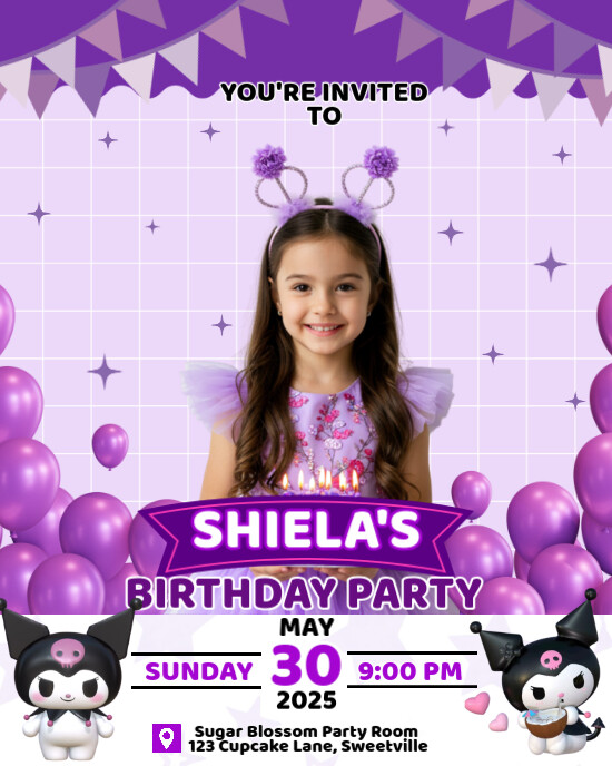 Copy of Birthday Party Invitation - Purple Theme | PosterMyWall