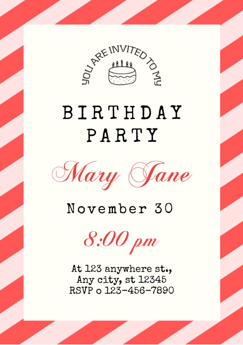 Red And White Birthday Party Invitations For Men Celebrate National