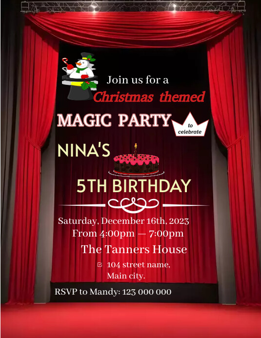 Theatrical Themed Party Invitation Stage And Microphone Party