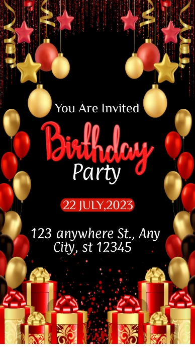 Birthday Party Invited Card Instagram Story Template | PosterMyWall