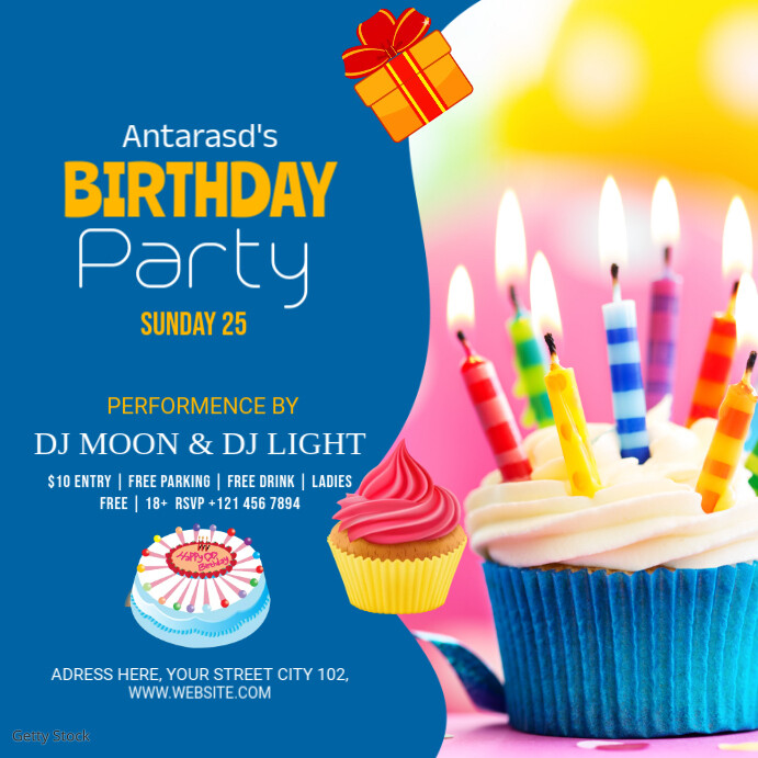 Birthday Party Post Template | PosterMyWall