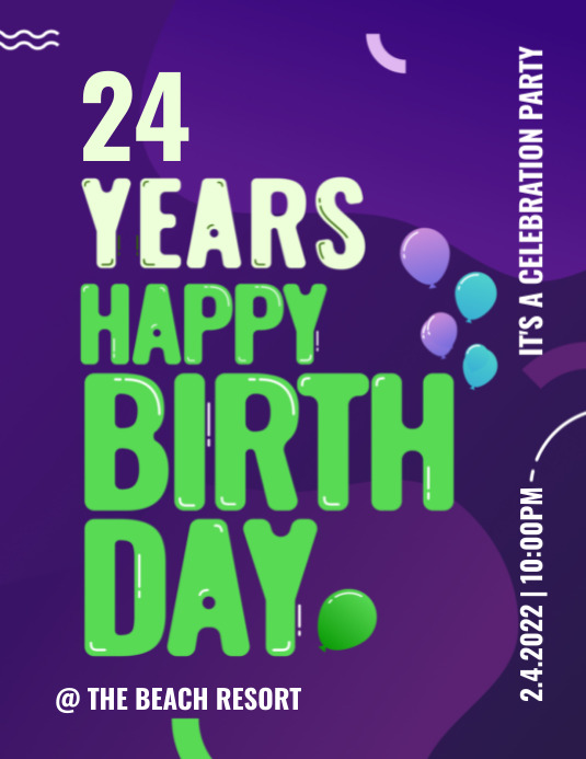 Birthday party poster (purple theme) Template | PosterMyWall