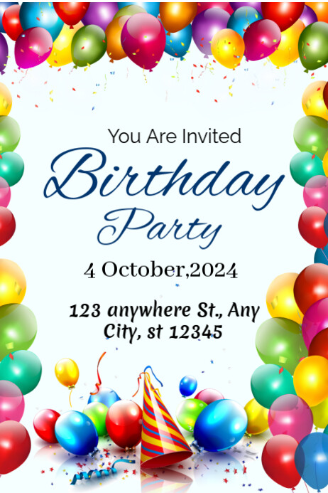 Birthday party Poster design 2024 Template | PosterMyWall