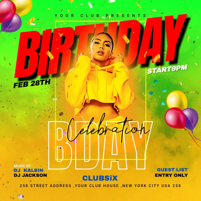 birthday party video flyer Template | PosterMyWall