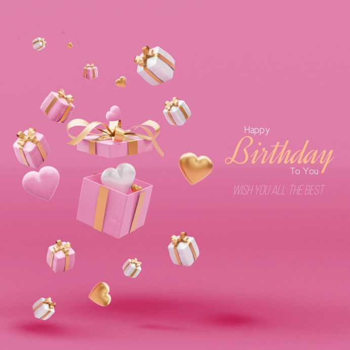 Birthday Pink Greetings Template | PosterMyWall