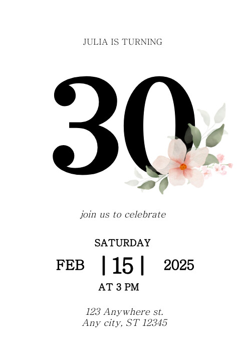 Happy Birthday Poster Simple Watercolor Flower Template | PosterMyWall