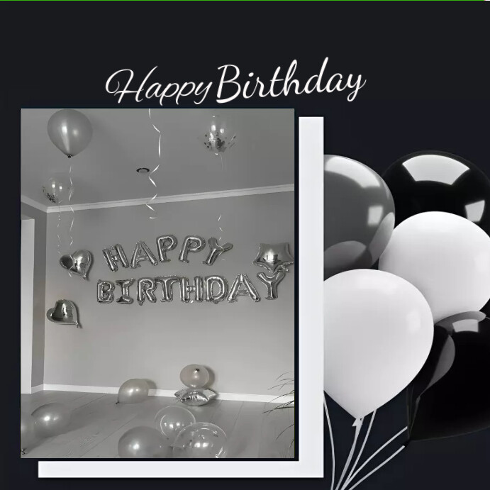 Black and white Birthday template design poster | PosterMyWall