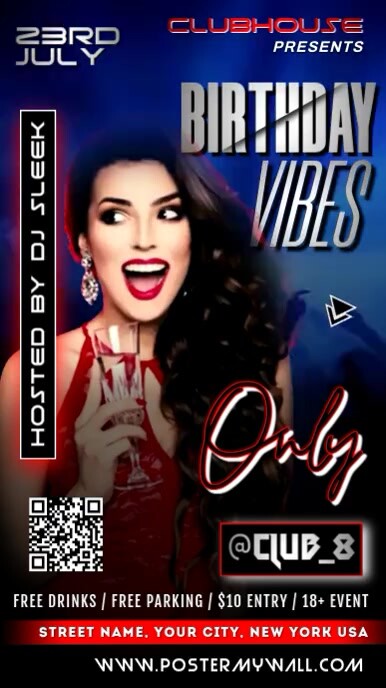 BIRTHDAY VIBES ONLY PARTY FLYER POSTER Template | PosterMyWall