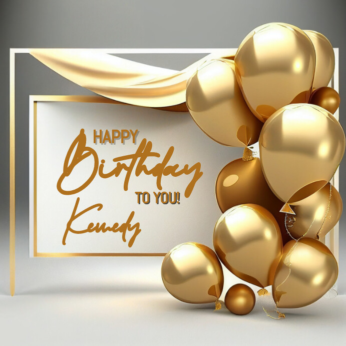 Birthday wishes Gold square size Template | PosterMyWall