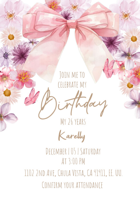BIRTHDAY WOMEN GIRL INVITATION Template | PosterMyWall