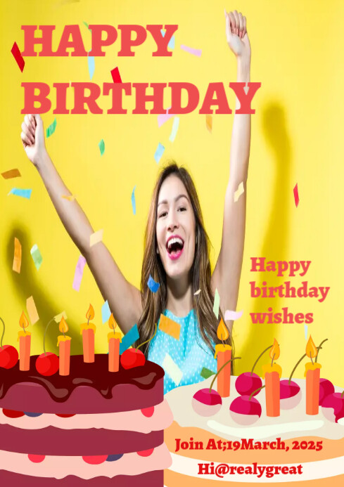 Birthday yellow flyers 2025 new design up Template | PosterMyWall
