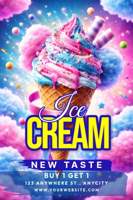 Biru Ceria Ice Cream Promotion Poster Template | PosterMyWall