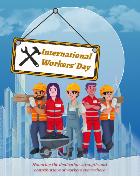 Biru Ilustratif International Workers' Day Instagram Portrait Template ...