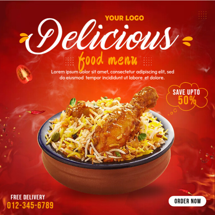 Biryani Food Menu Template | PosterMyWall