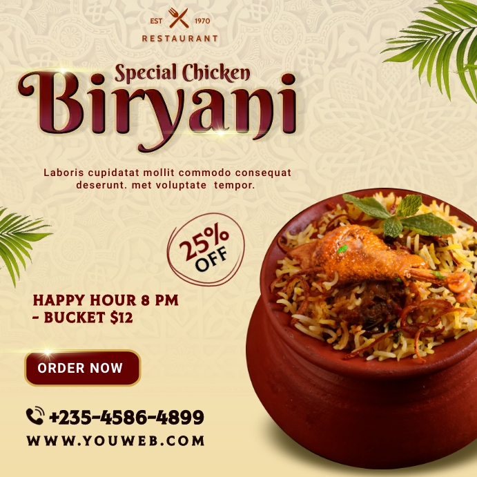 Biryani Restaurant Instagram Post Template | PosterMyWall