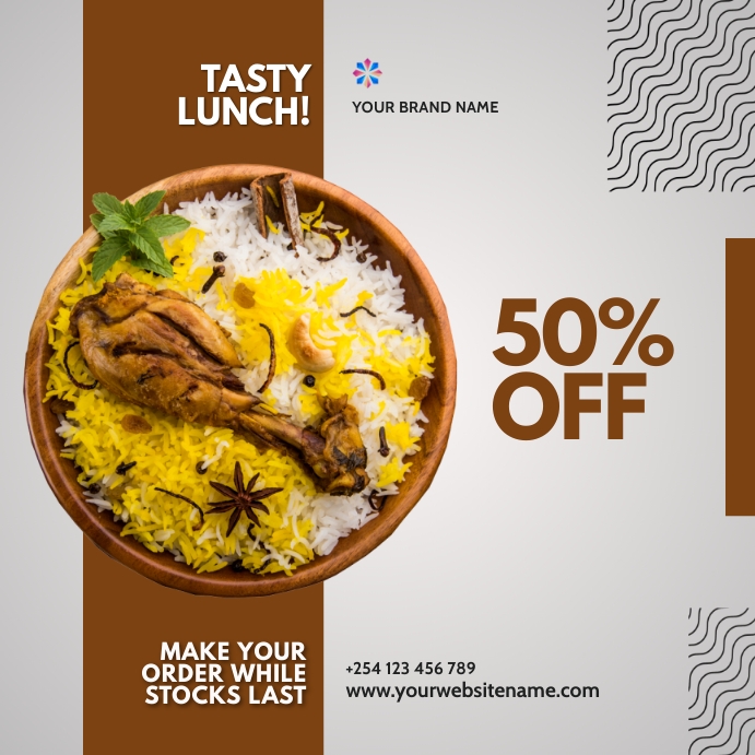 biryani rice food menu restaurant sale flyer Template | PosterMyWall