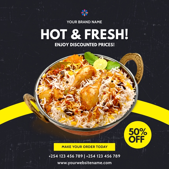 biryani rice food menu socialmedia sale flyer Template | PosterMyWall