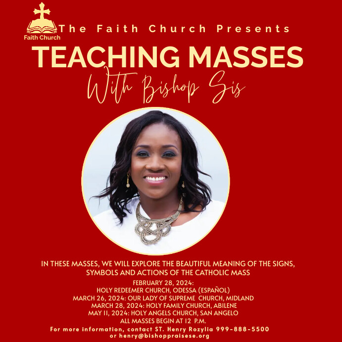 Copy of BISHOP SIS TEACHING MASS,Catholic Mass | PosterMyWall
