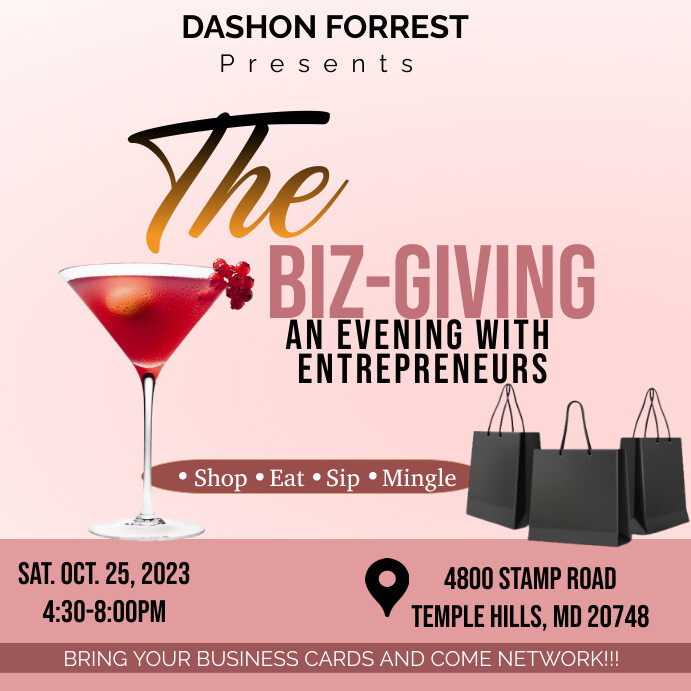 Biz-Giving Mixer Evening with Entrepreneurs Template | PosterMyWall