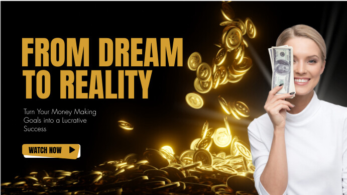 Black, Gold and White Modern Make Money YouTu Template | PosterMyWall