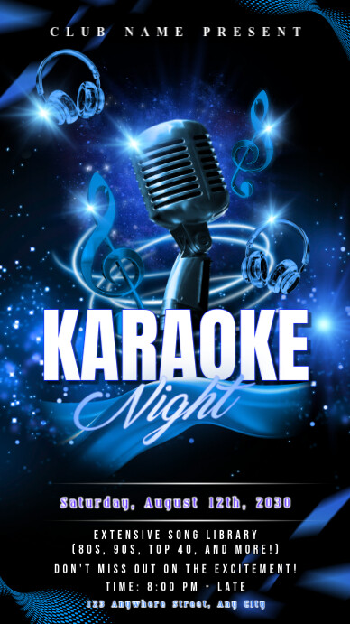 Black & Blue Dreamy Karaoke Night Invitation Template | PosterMyWall