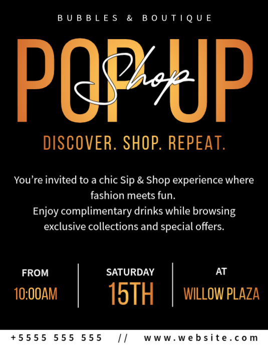 Black & Gold Pop-Up Shop Event Flyer Template | PosterMyWall