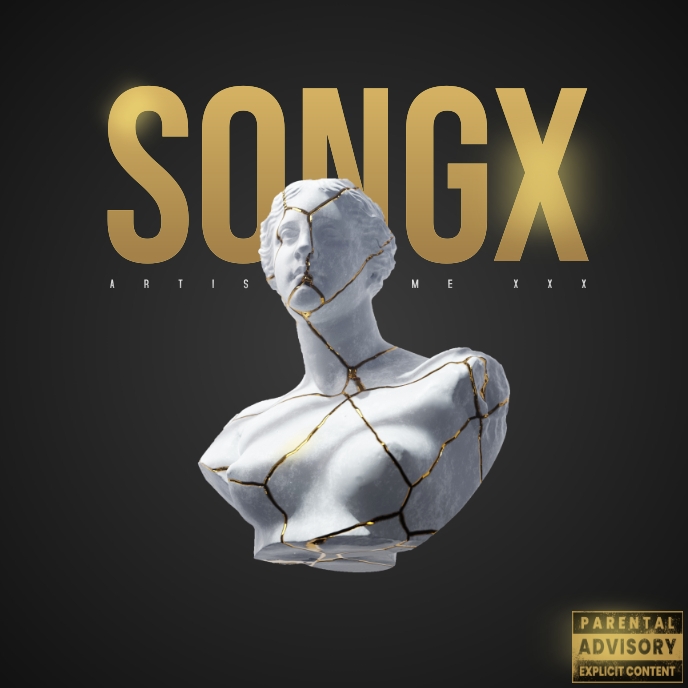 Black & Gold Statue Album Cover Design Template | PosterMyWall