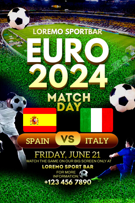 Copy of Black & Green 3d Euro 2024 Match Day Poster | PosterMyWall