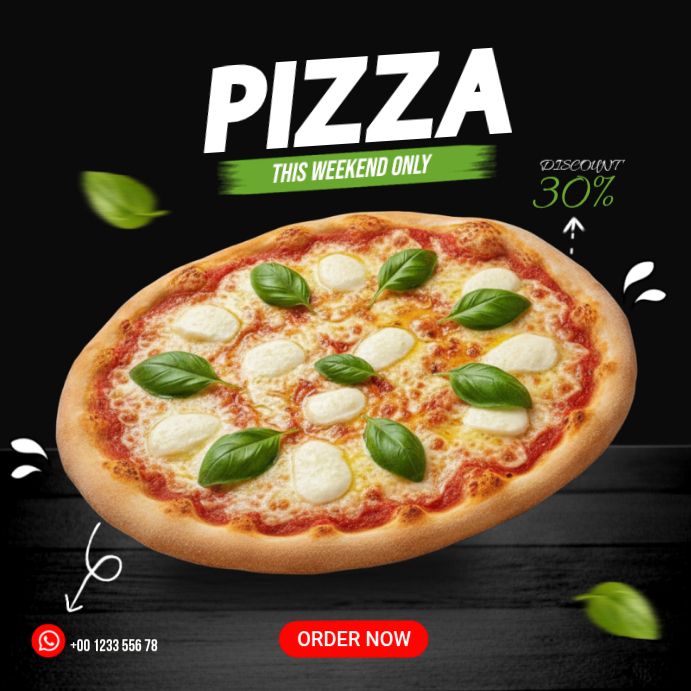Black & Green Modern Pizza Weekend Discount Instagram Post Template ...