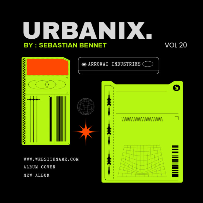 Black & Green Urbanix Album Cover Template | PosterMyWall