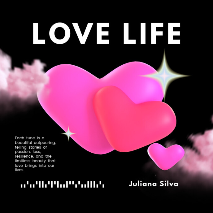 Black & Pink Love Life Album Cover Template | PosterMyWall