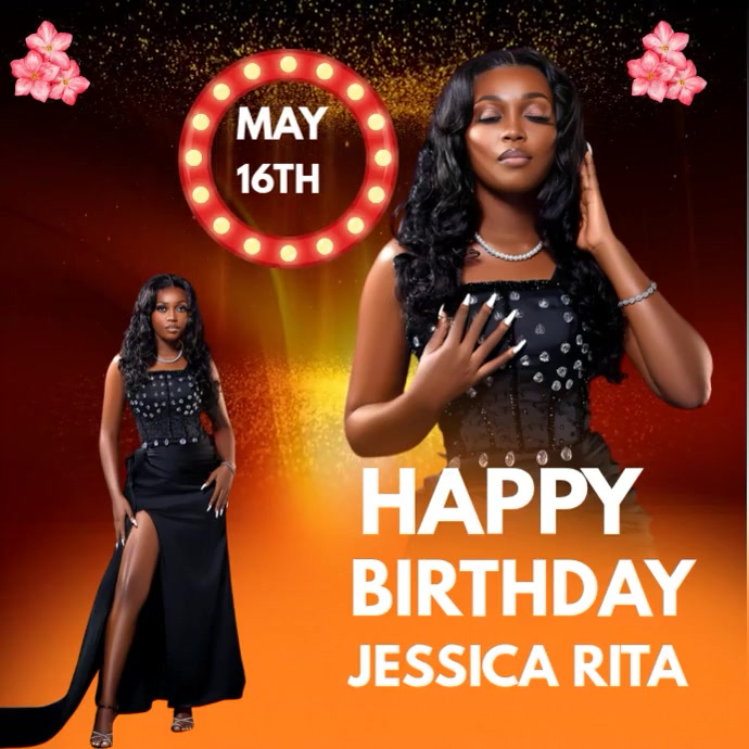 Plantilla de Black & red Gradient Luxury Animated Gold And Red Birthday ...