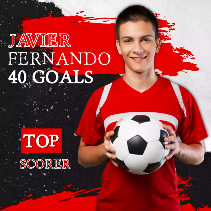 Black & Red Minimalist Top Scorer Football Template | PosterMyWall