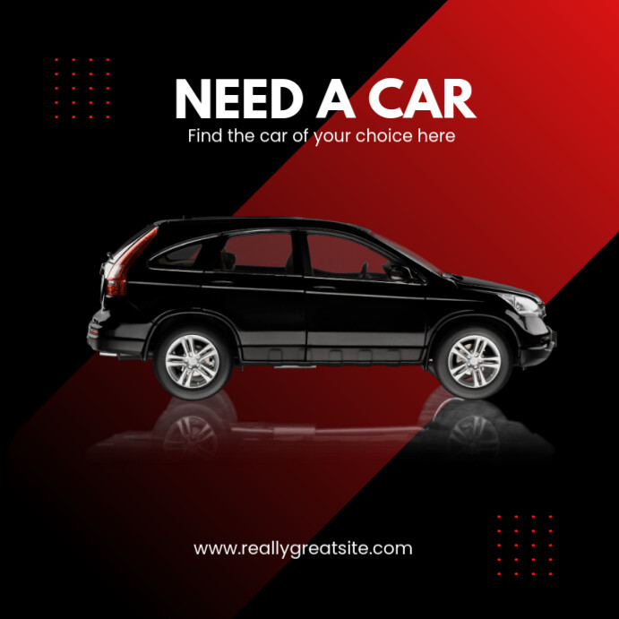 Black & Red Modern Need A Car Instagram Post Template | PosterMyWall