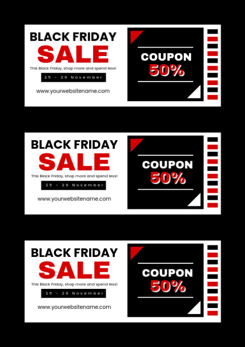 Copy of Black & White Black Friday Sale Coupon A4 | PosterMyWall