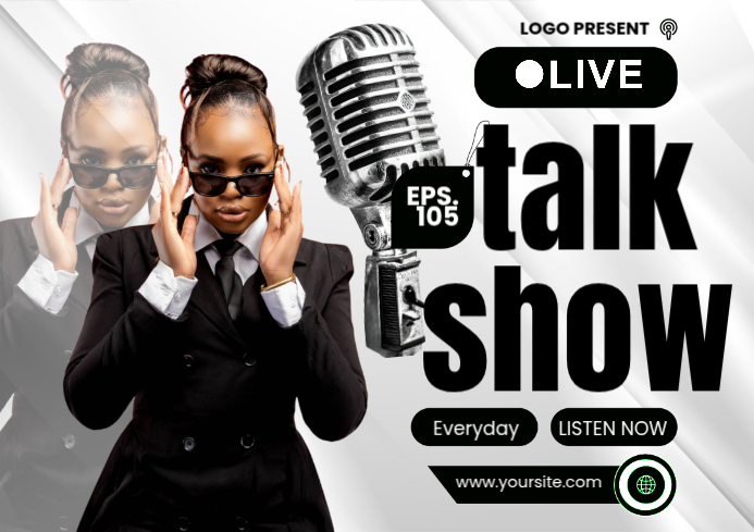 Plantilla de Black & White Live Talk Show | PosterMyWall