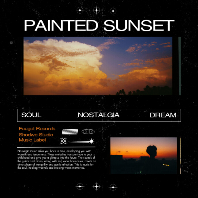 Black & White PAINTED SUNSET Album Cover Template | PosterMyWall