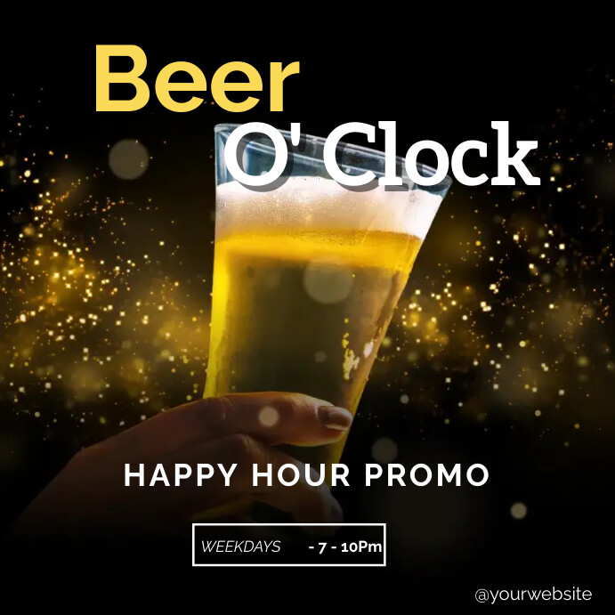 Black & Yellow Beer Promo Instagram Post Template | PosterMyWall
