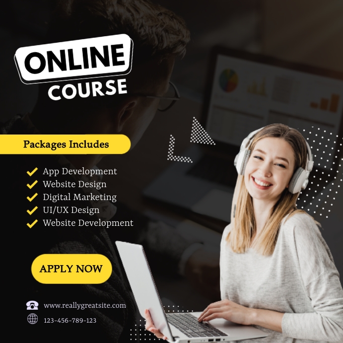 Black & Yellow Online Course (Instagram) Template | PosterMyWall