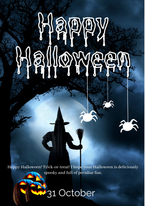 Copy of Black &White Creative Happy Halloween Flyer | PosterMyWall