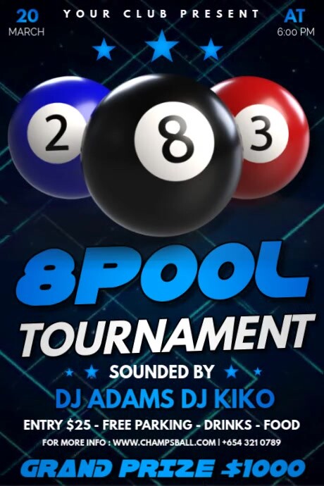 Black 3d 8 Ball Pool Poster Template | PosterMyWall