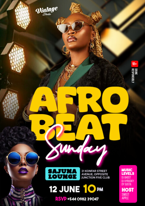 Copy of Black 3d Afrobeat Party Event Flyer A4 | PosterMyWall