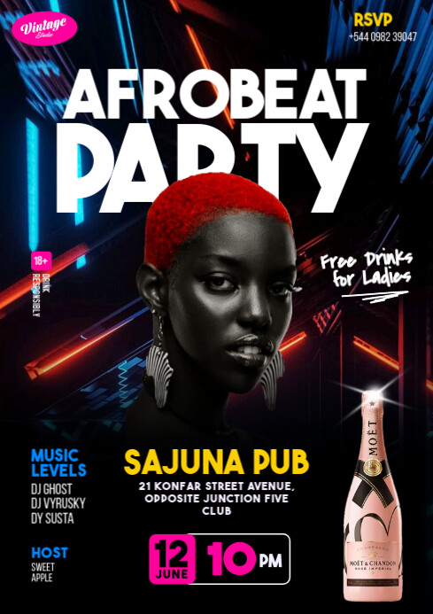 Black 3d Afrobeat Party Event Flyer A4 Template | PosterMyWall