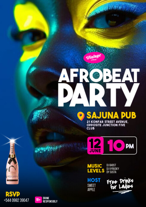 Black 3d Afrobeat Party Event Flyer A4 Template | PosterMyWall