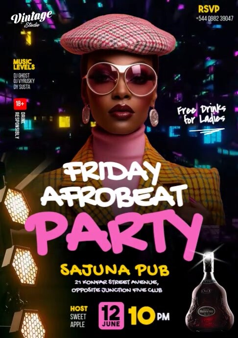 Black 3d Afrobeat Party Event Flyer A4 Template | PosterMyWall