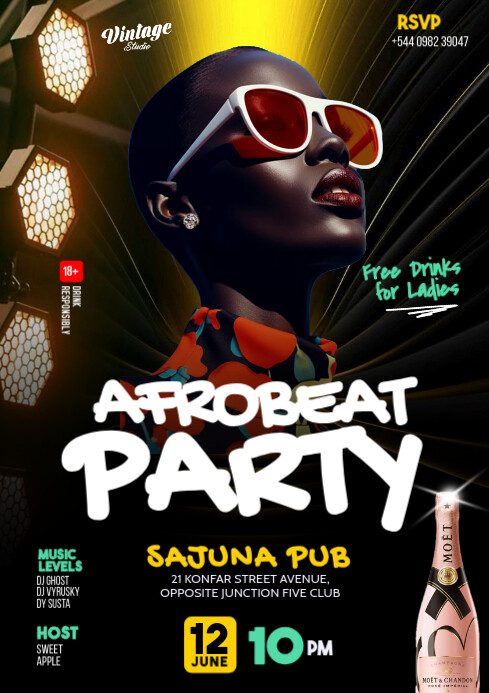 Black 3d Afrobeat Party Event Flyer A4 Template | PosterMyWall